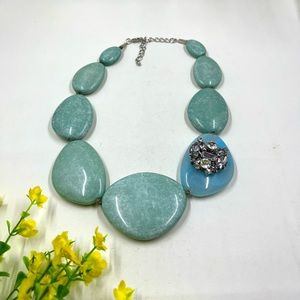 Jewelry | Vintage Large Statement Stone Necklace With Crystal Accents | Poshmark